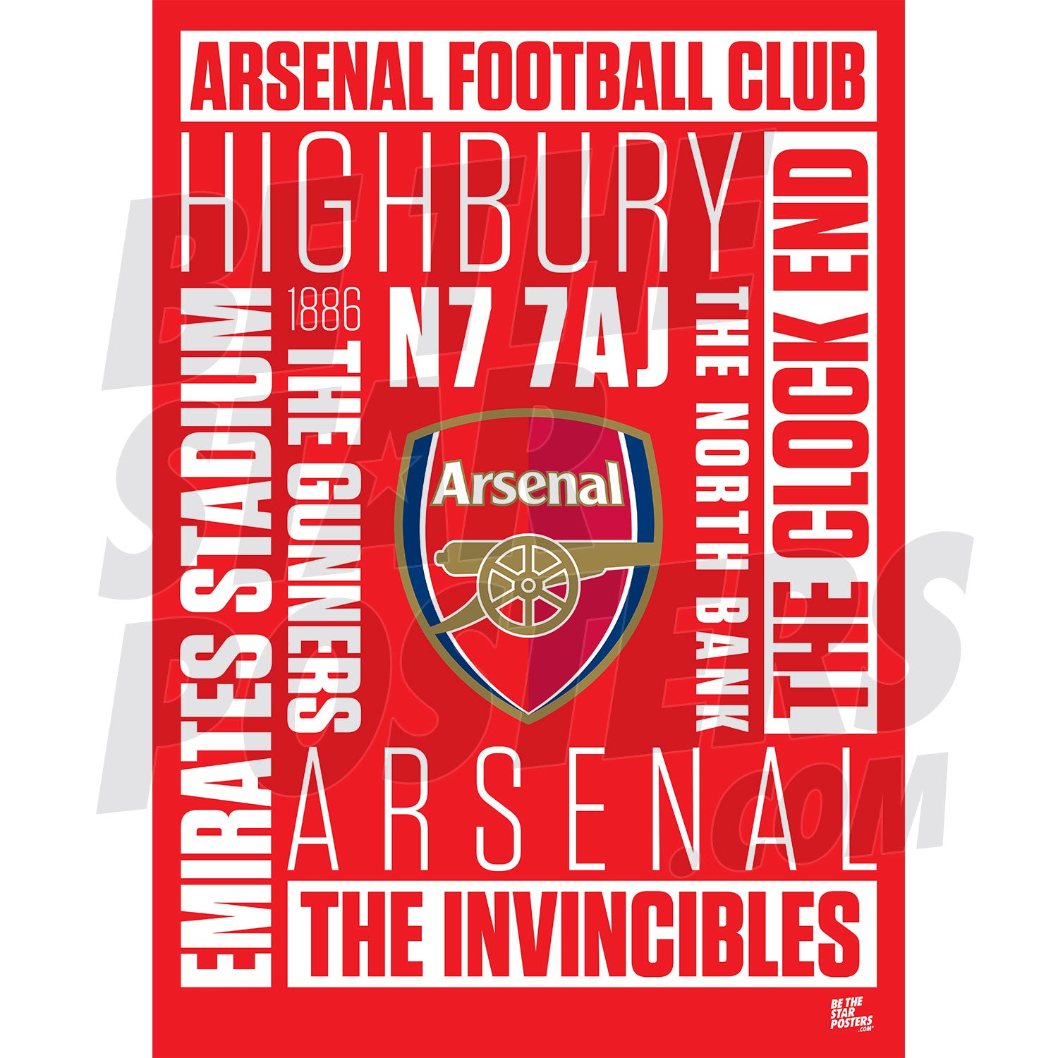 Arsenal FC Word Poster | Official Print | Be The Star – Be The Star ...