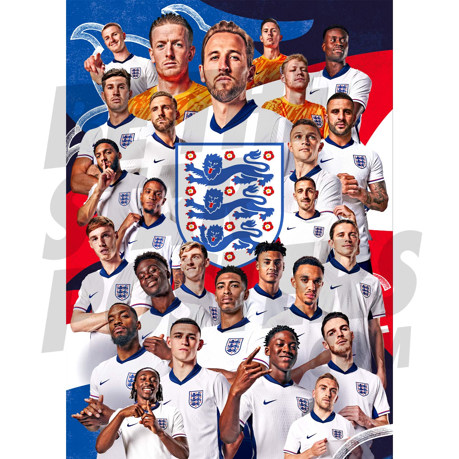 England Football | Squad 24/25 Player Montage Poster | Official Print ...