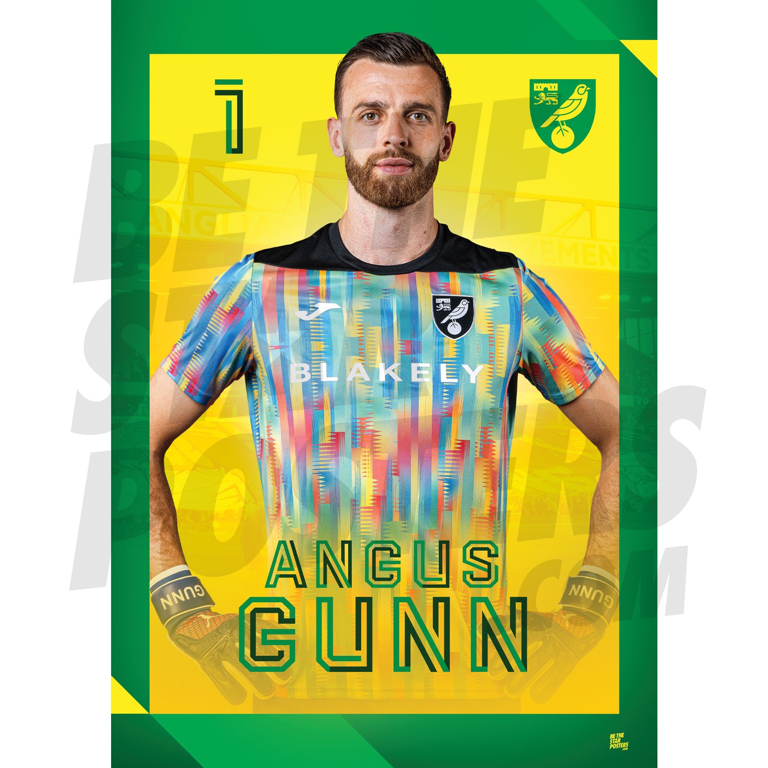 Norwich City FC | Gunn 24/25 Headshot Poster | Be The Star Posters – Be ...