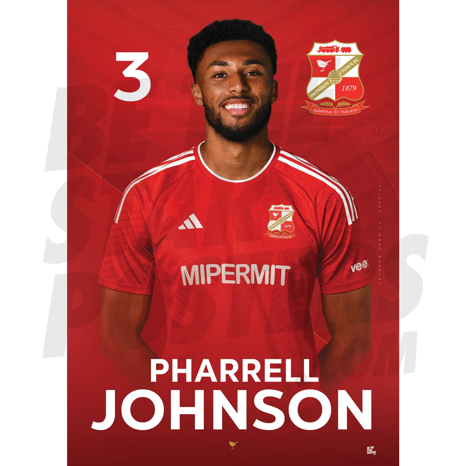 Swindon Town FC | Johnson 24/25 Headshot Poster | Be The Star Posters ...