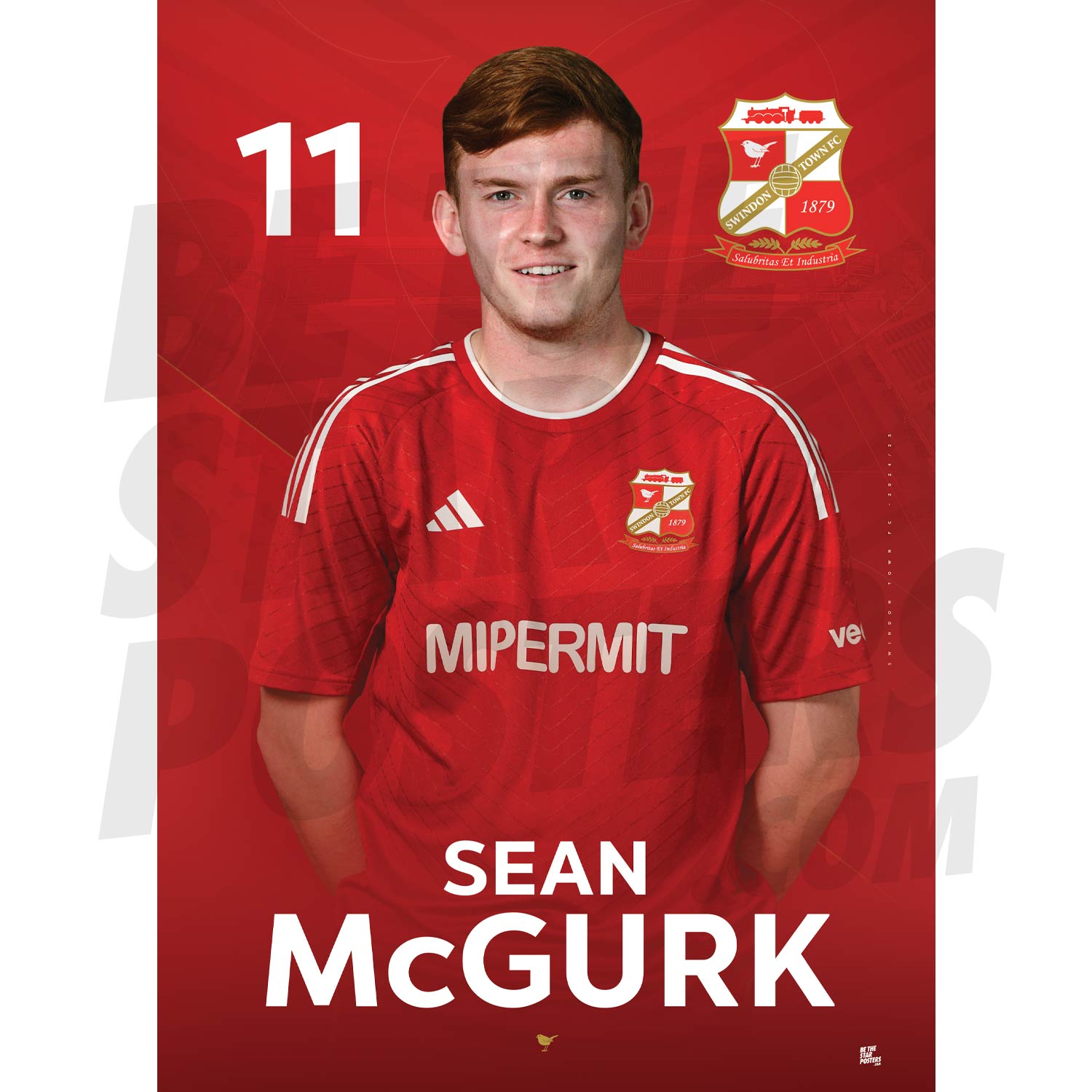 Swindon Town FC | McGurk 24/25 Headshot Poster | Be The Star Posters ...