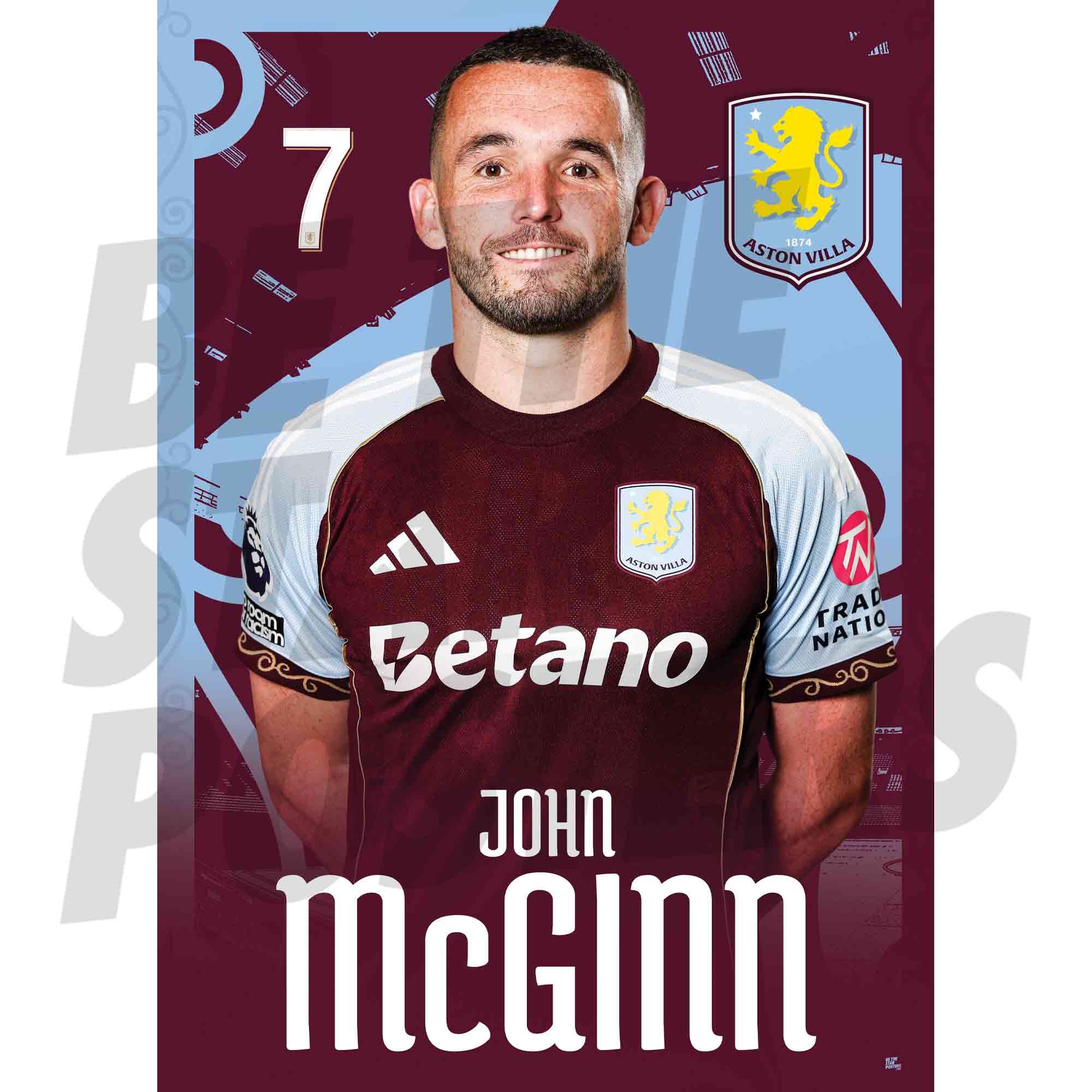 Aston Villa FC John McGinn 25/26 Headshot Poster | Official Print – Be ...