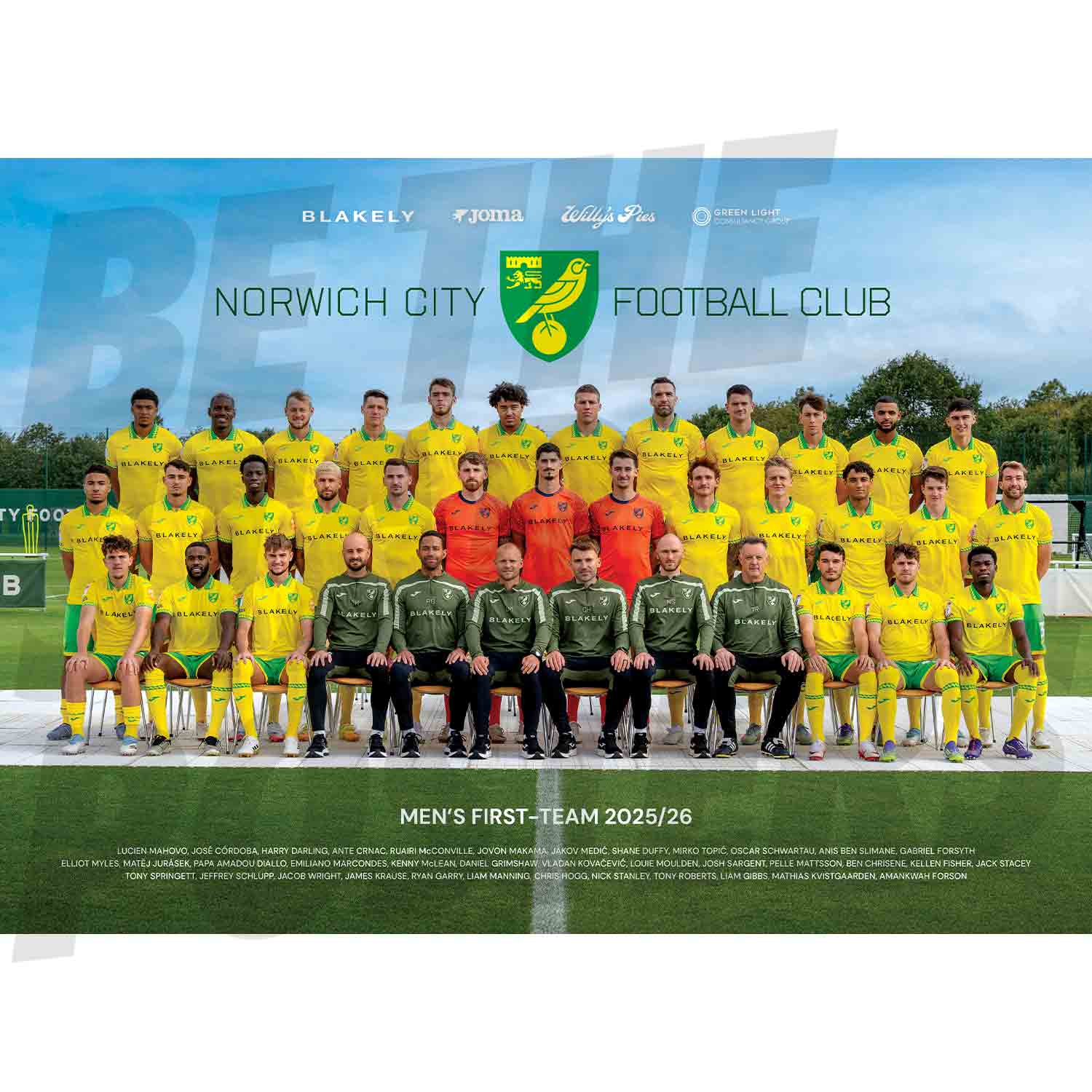 Norwich City FC | Men's 25/26 Squad Team Poster | Official Print | BTS ...
