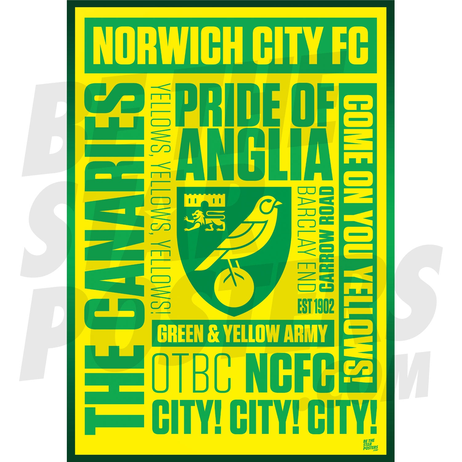 Norwich City FC | Word Poster | Official Print | Be The Star Posters ...