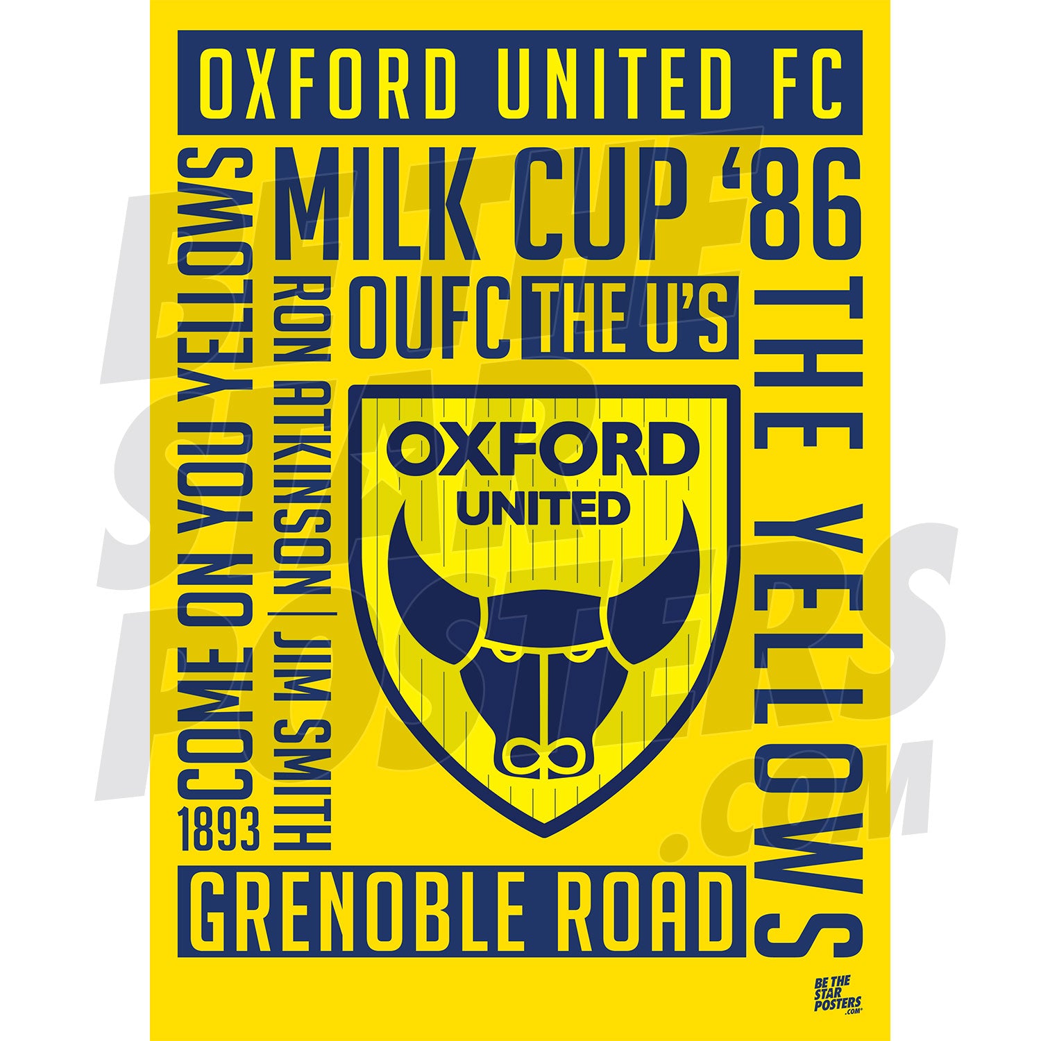 Oxford United FC | Word Poster | Official Print | Be The Star Posters ...