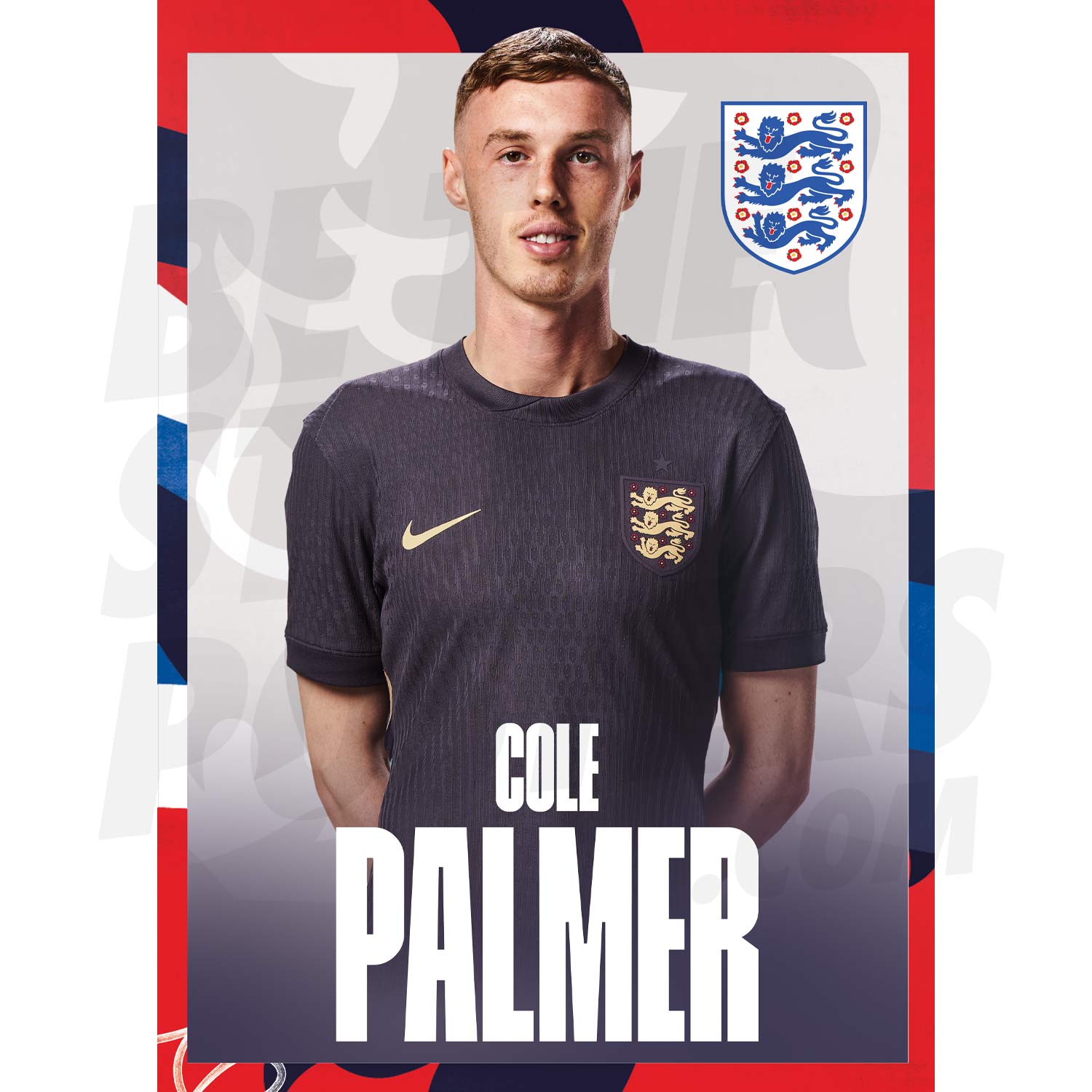 England Football | Palmer 24/25 Away Headshot | Be The Star Posters ...