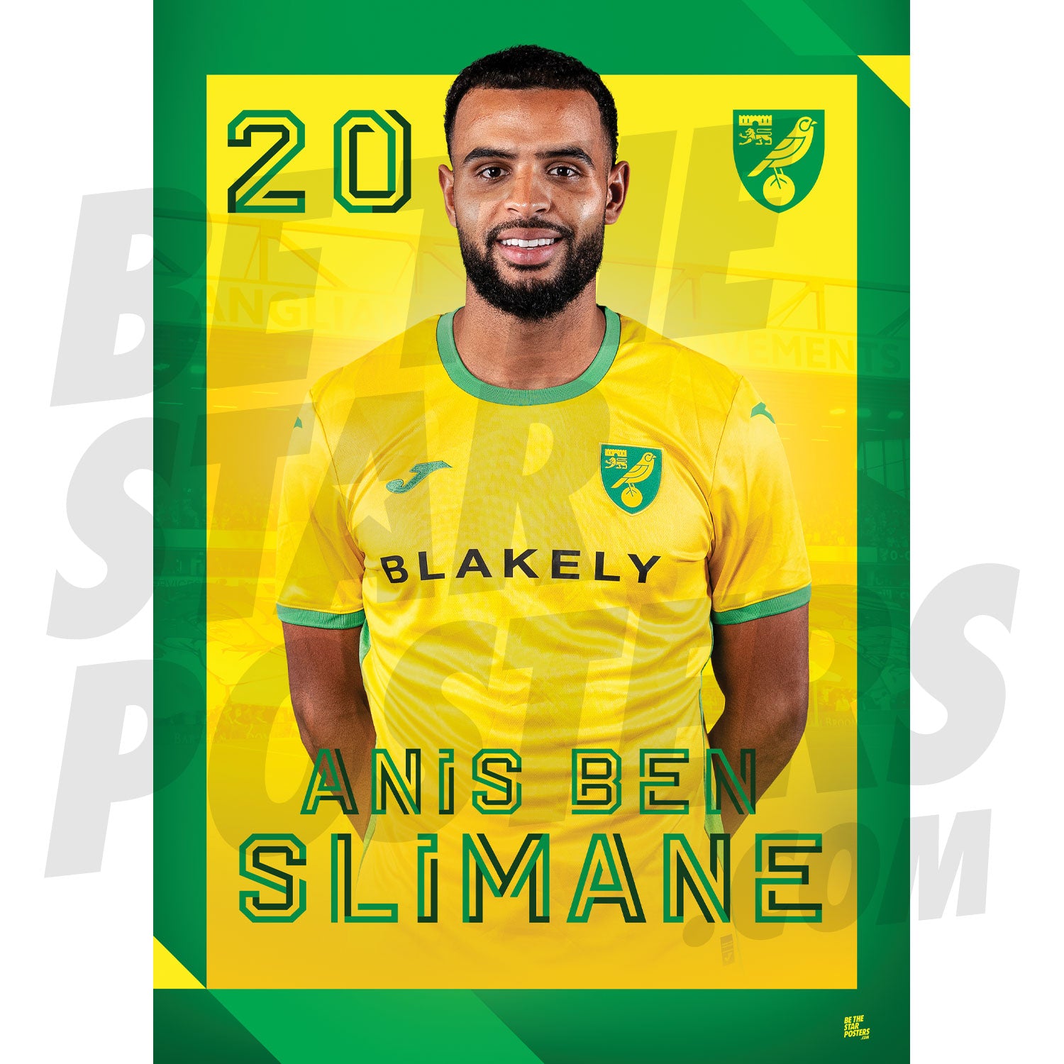 Norwich City FC | Slimane 24/25 Headshot Poster | Be The Star Posters ...