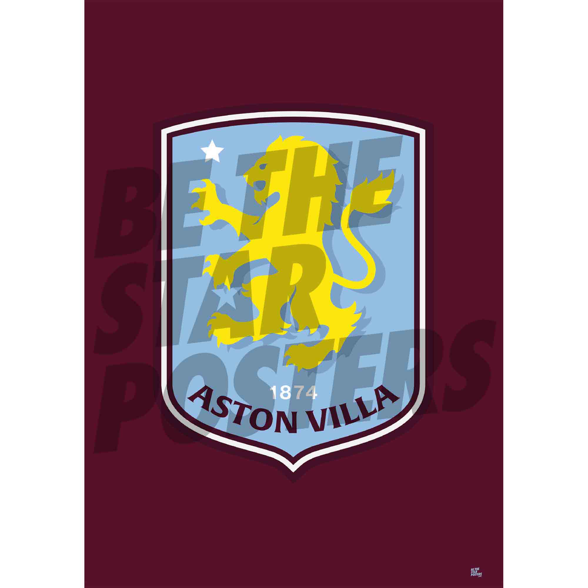Aston Villa FC Crest Poster | Official Licensed Wall Art – Be The Star ...