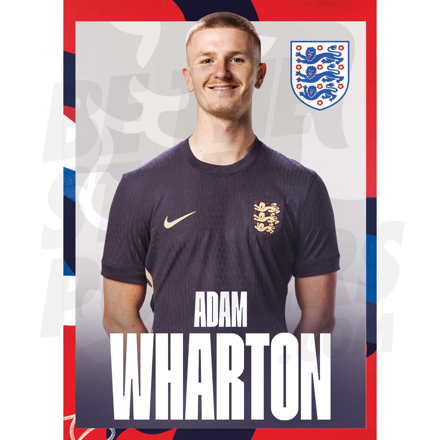 England Football | Wharton 24/25 Away Headshot | Be The Star Posters ...